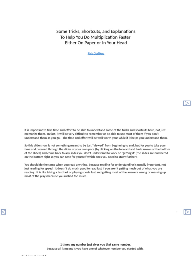 Fast Multiplication Tricks Explained | PDF | Multiplication | Numbers