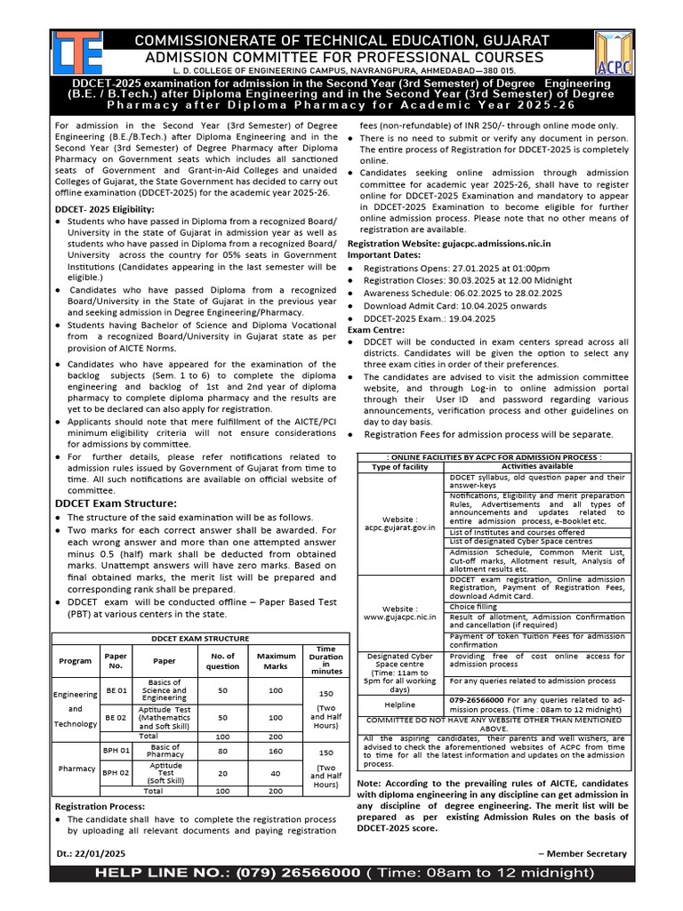 Advertisement For Ddcet Exam Registration English1737604786 | PDF ...