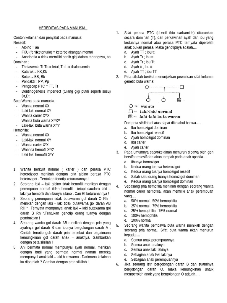 Hereditas Pada Manusia 2023[1] | PDF