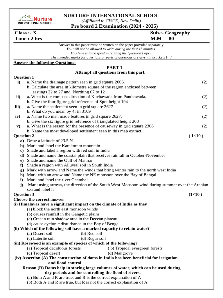 Pre board 2 (2024-25) geo | PDF | Rain | Monsoon