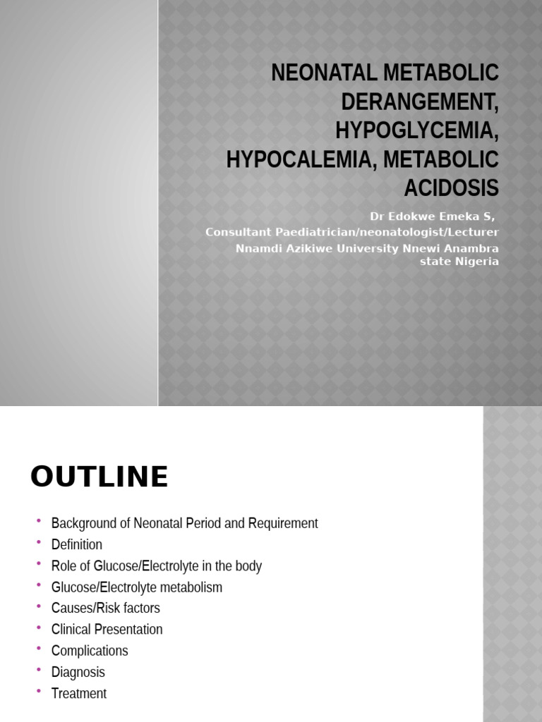 Neonatal Metabolic Disorders: Hypoglycemia & Hypocalcemia | PDF ...