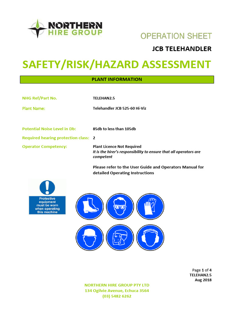 JCB Telehandler Risk Assessment | PDF | Personal Protective Equipment ...