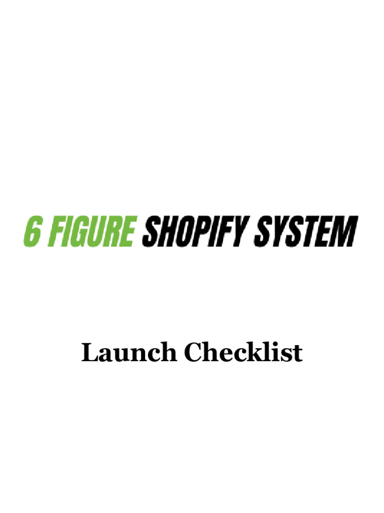 6-Figure Store Launch Checklist | PDF