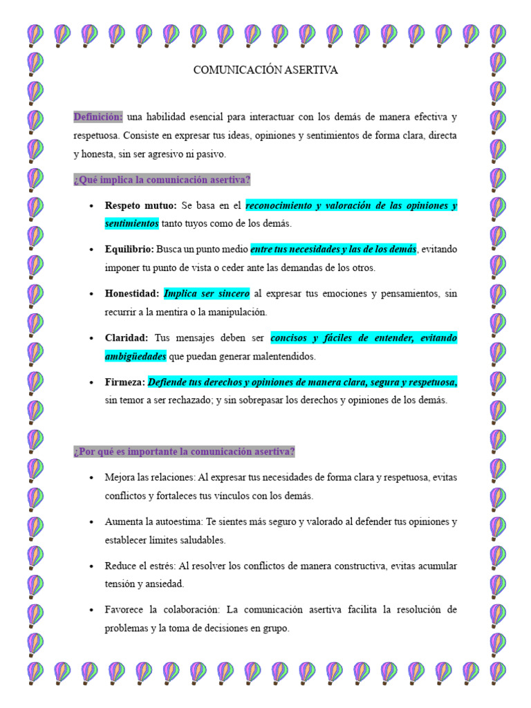 Comunicación Asertiva: Claves y Ejemplos | PDF | Las emociones | Autoestima