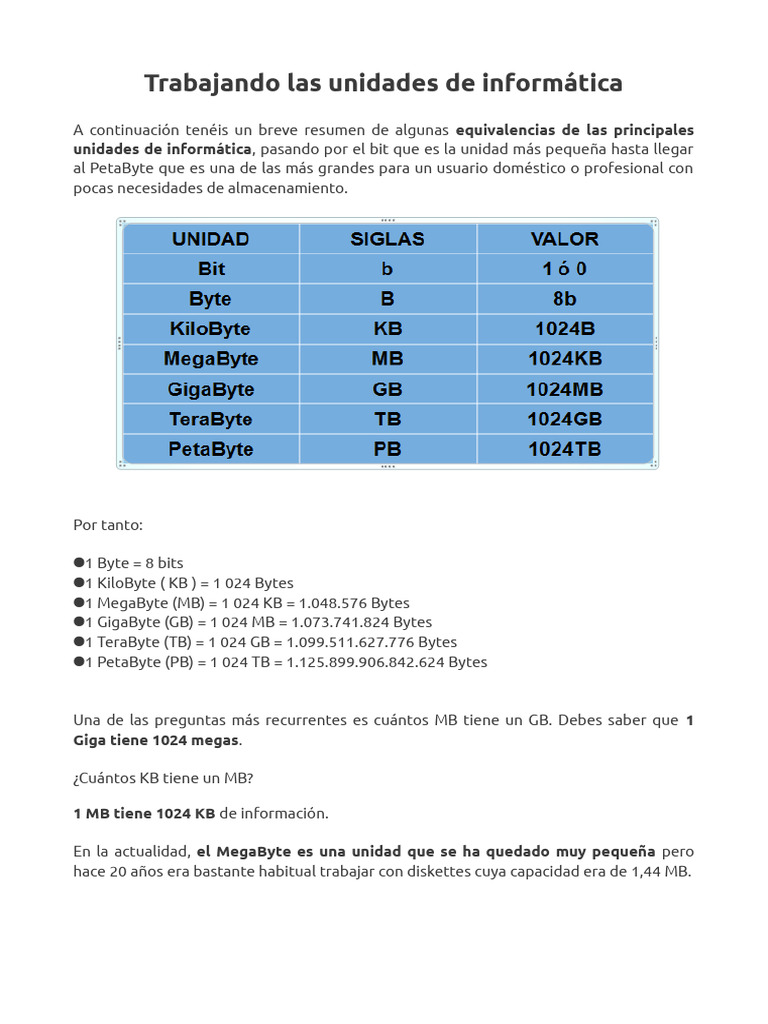 Unidades de Medida | PDF | Poco | Byte