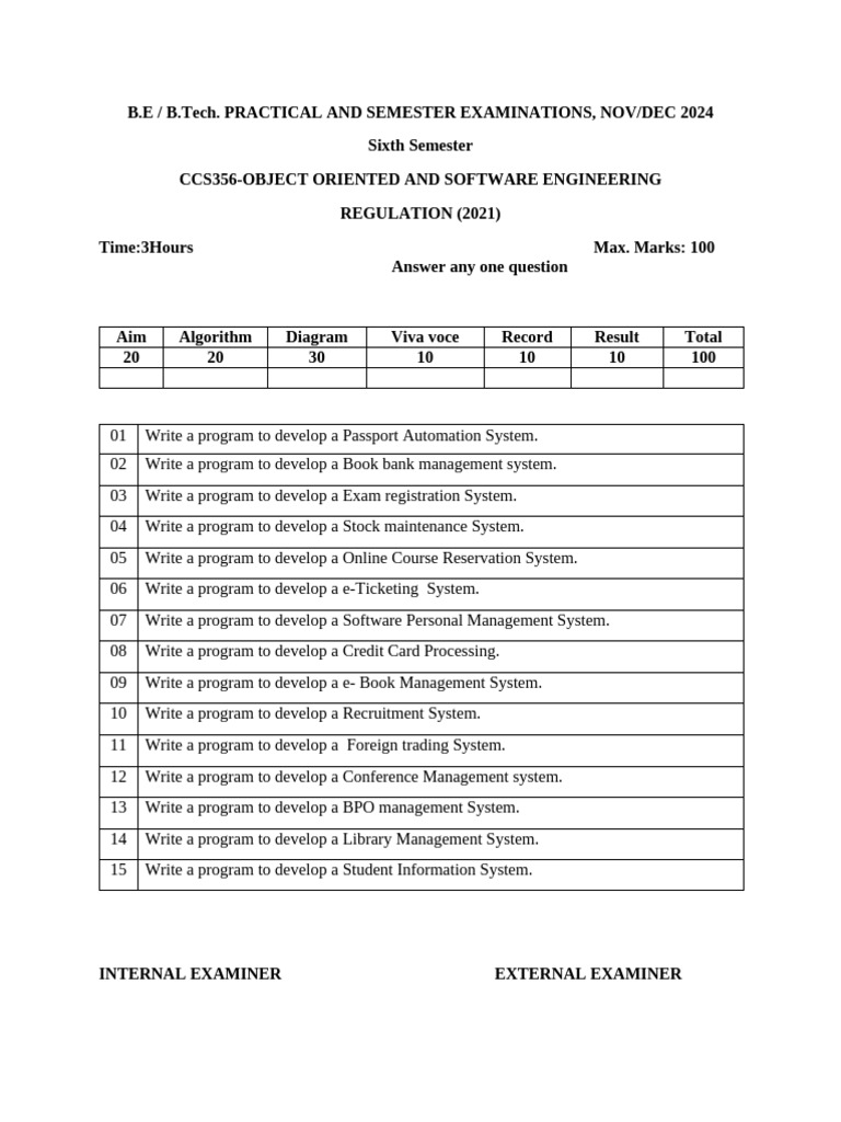 OOSE LAB QP | PDF | Qualifications | Educational Stages