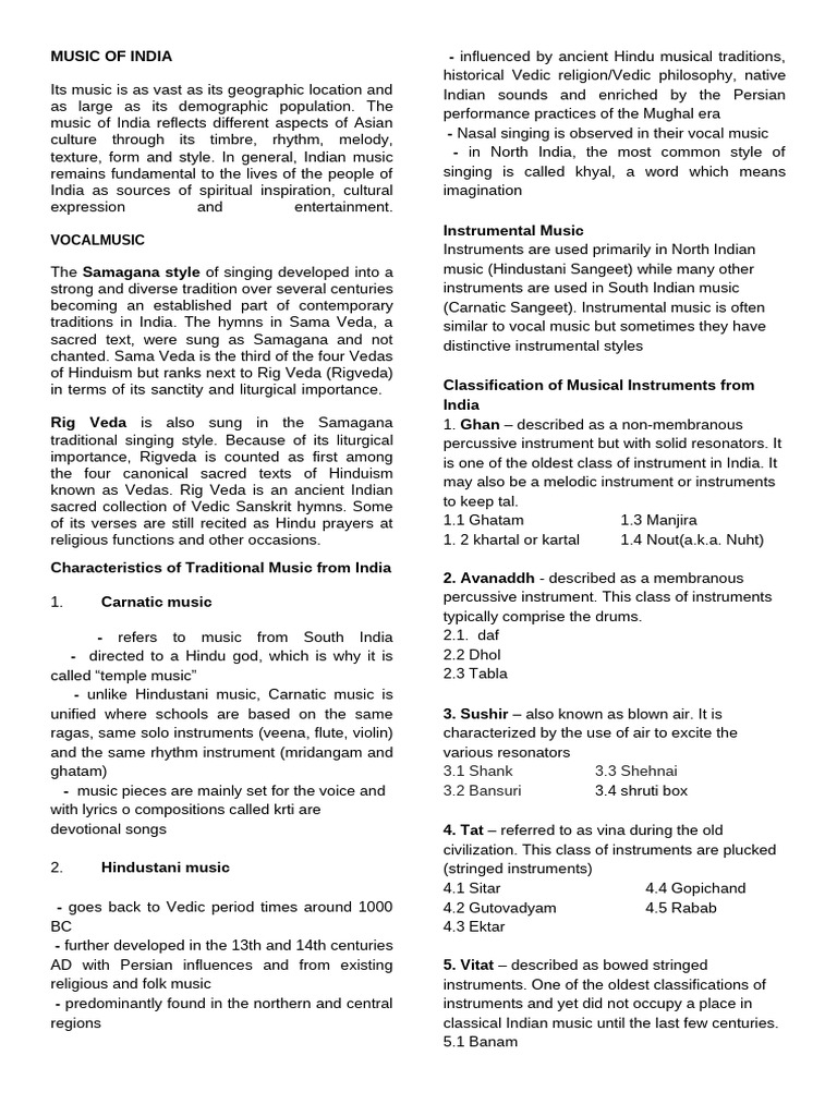 South Central Indian Music Overview | PDF | Vedas | Musical Instruments