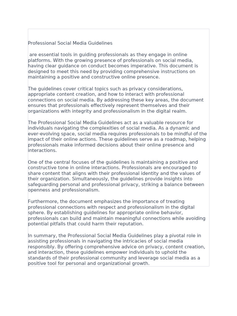 Professional Social Media Guidelines | PDF