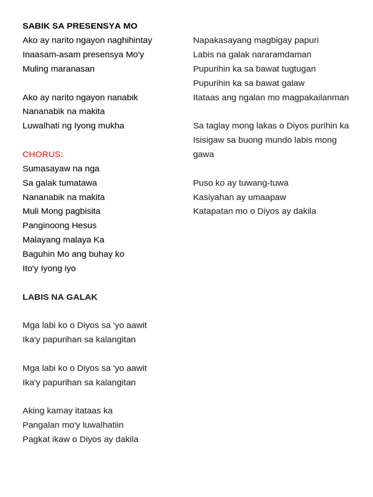 SABIK SA PRESENSYA MO | PDF