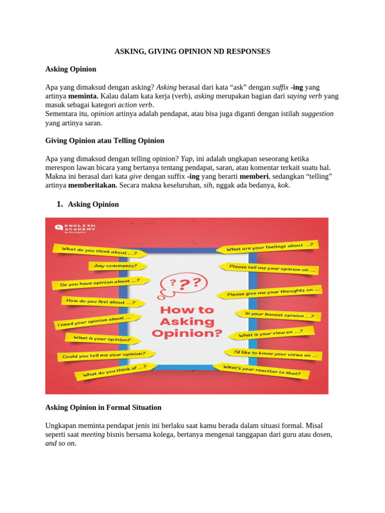 Asking, Giving Opinion and Responses | PDF