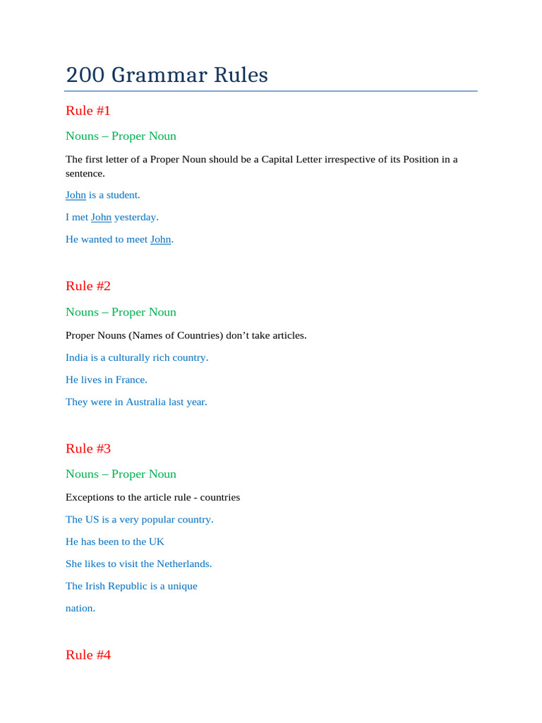 200 Grammar Rules Word | PDF | Adverb | Grammatical Tense