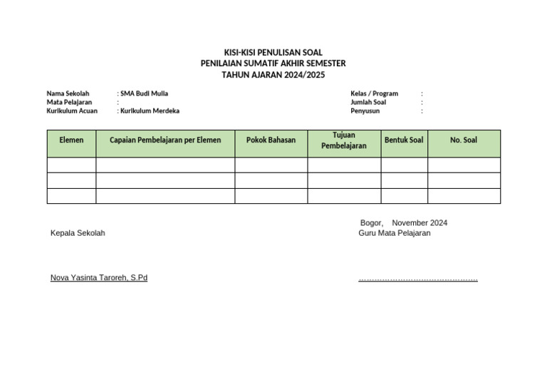 Kisi-Kisi PSAS X-XI 2024 | PDF
