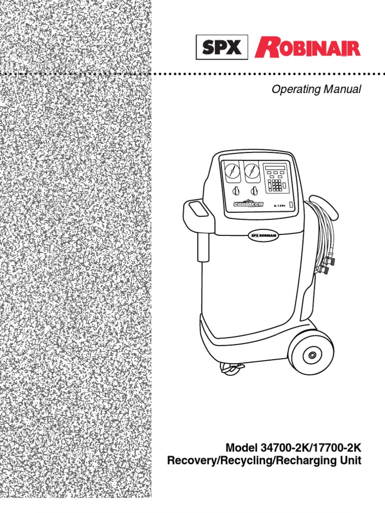 Robinair Recharge User Manual | Air Conditioning | Pump