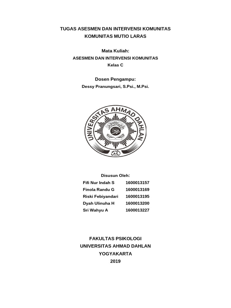 Intervensi Komunitas Mutio Laras Yogyakarta | PDF