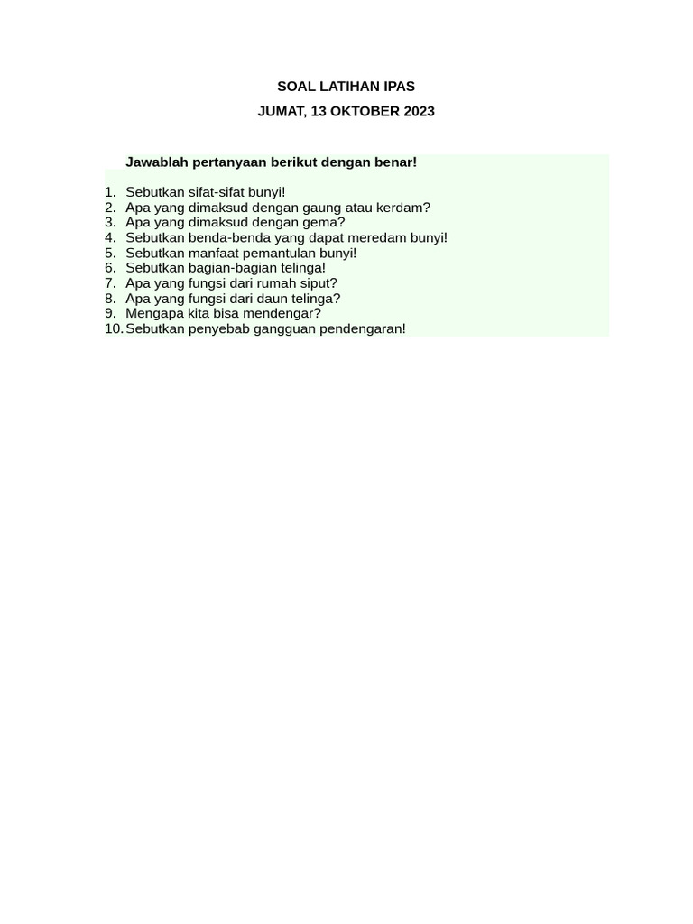 Soal Latihan Ipas | PDF