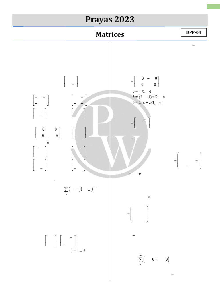 Matrices: DPP 04 (Of Lec 05) - Prayas 2023 (Live) | PDF | Matrix (Mathematics) | Linear Algebra