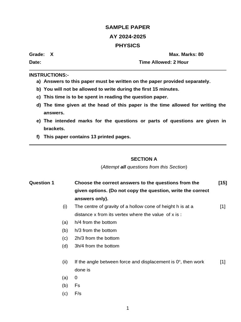 CISCE - GR 10 - Physics - Prelim 2 - QP | PDF | Atomic Nucleus | Radiation