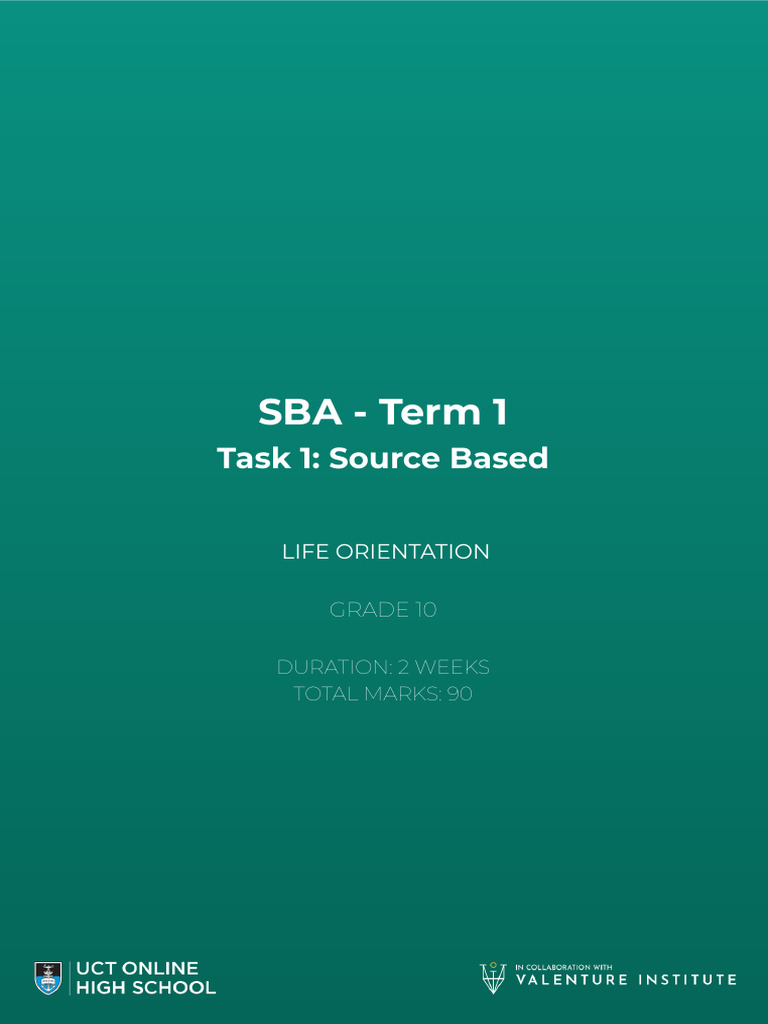 G10 - Life Orientation - Term1 - SBA - M3 - Question - Paper | PDF | Gender Role | Violence