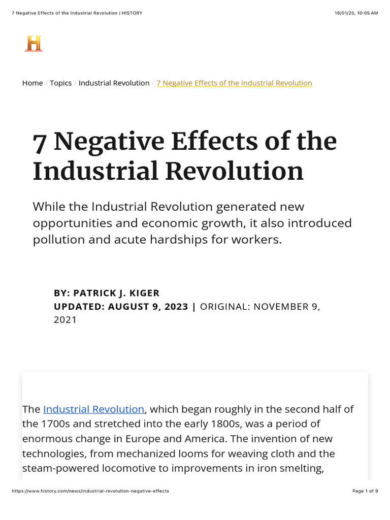 Industrial Revolution's Negative Impacts | PDF | Industrial Revolution