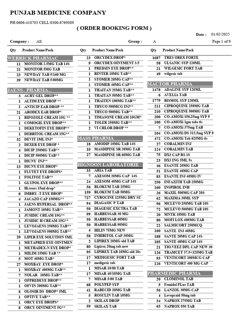 order form..-1 | PDF | Clinical Medicine | Medicinal Chemistry