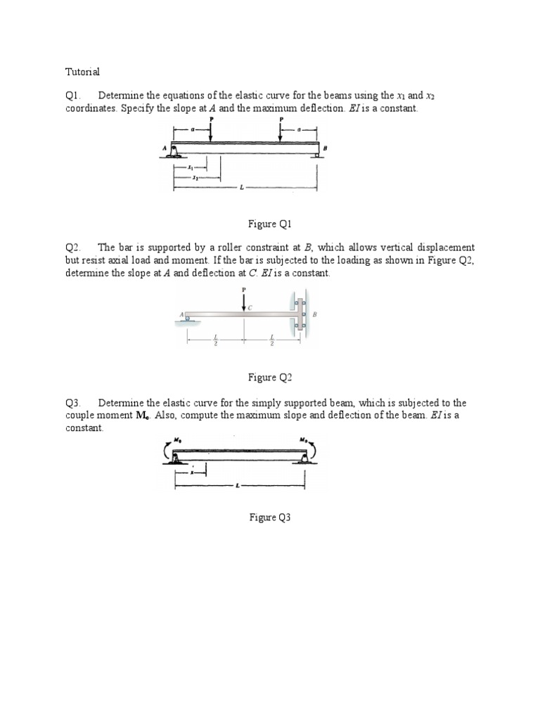 Tutorial Deflection and Stresses in Elastic Beams | PDF | Science ...