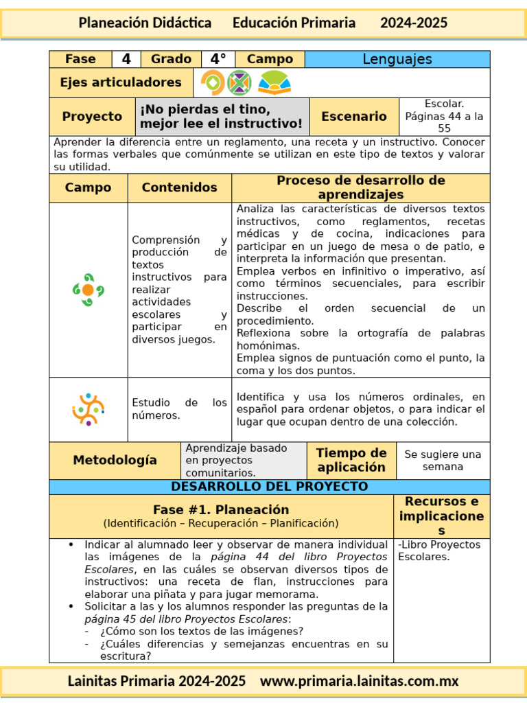 Planeación Didáctica 2024-2025 Primaria | PDF | Aprendizaje