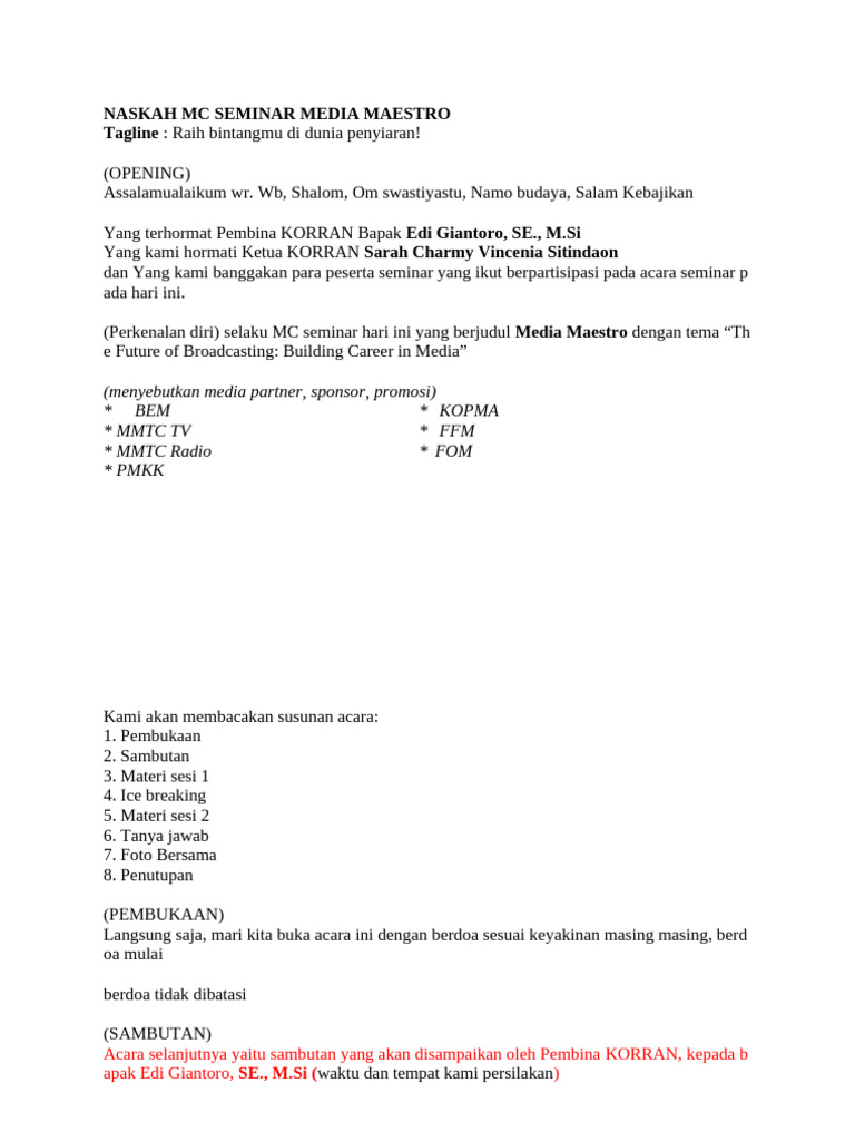 NASKAH MC SEMINAR (1) (1) | PDF