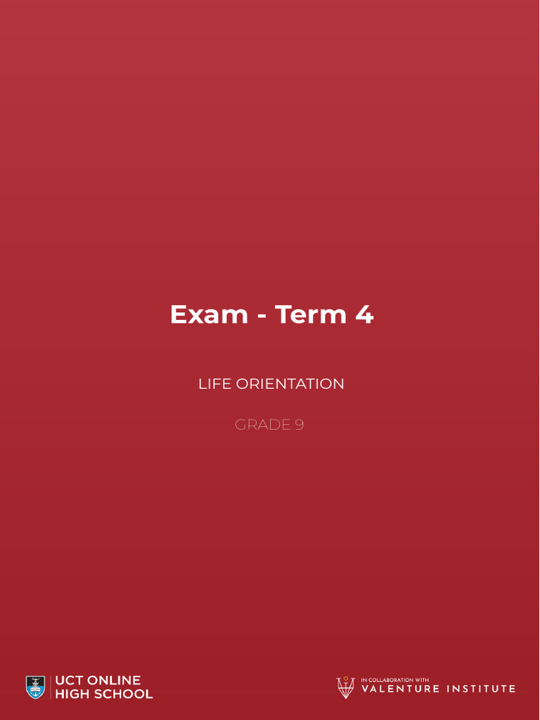 Exam - Term 4: Life Orientation | PDF | Plagiarism | Question