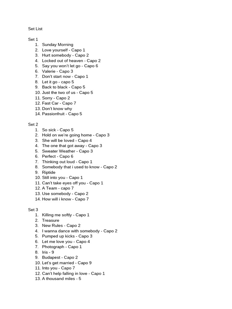 Example Setlist | PDF