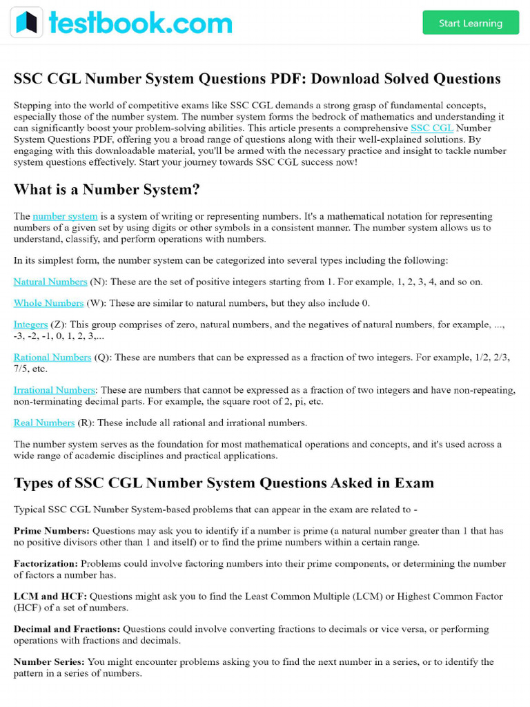 SSC CGL Number System Questions PDF_ Download Solved Questions | PDF