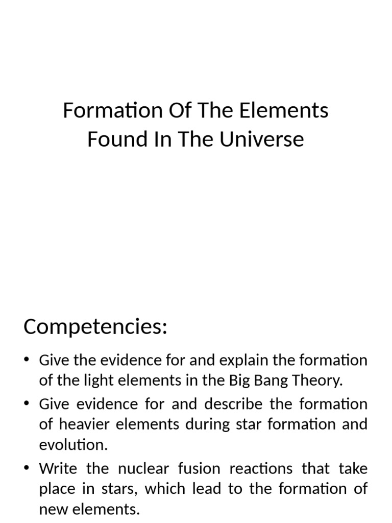 Cosmic Element Formation Guide | PDF