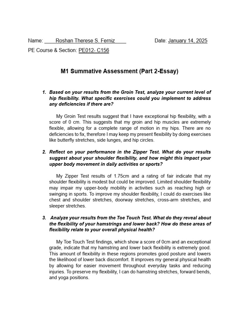 PE012_Ferniz_M1 Summative Essay | PDF