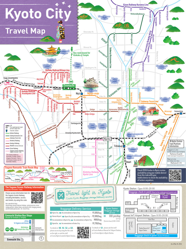 Kyoto City Travel Map | PDF | Kyoto | Railway Companies