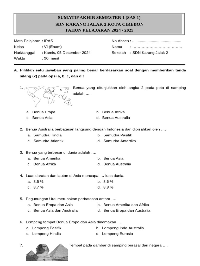 Soal Asas Ganjil IPAS Kelas 6 | PDF