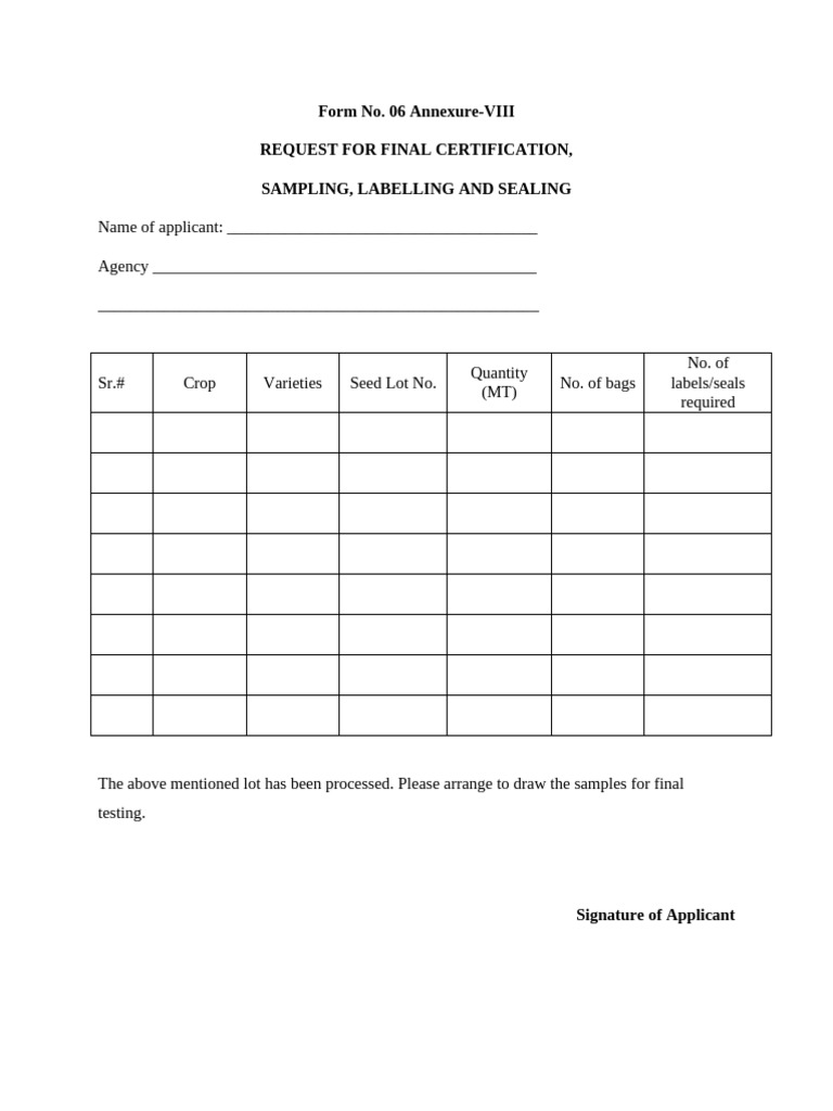 Form 06 Request For Tags | PDF