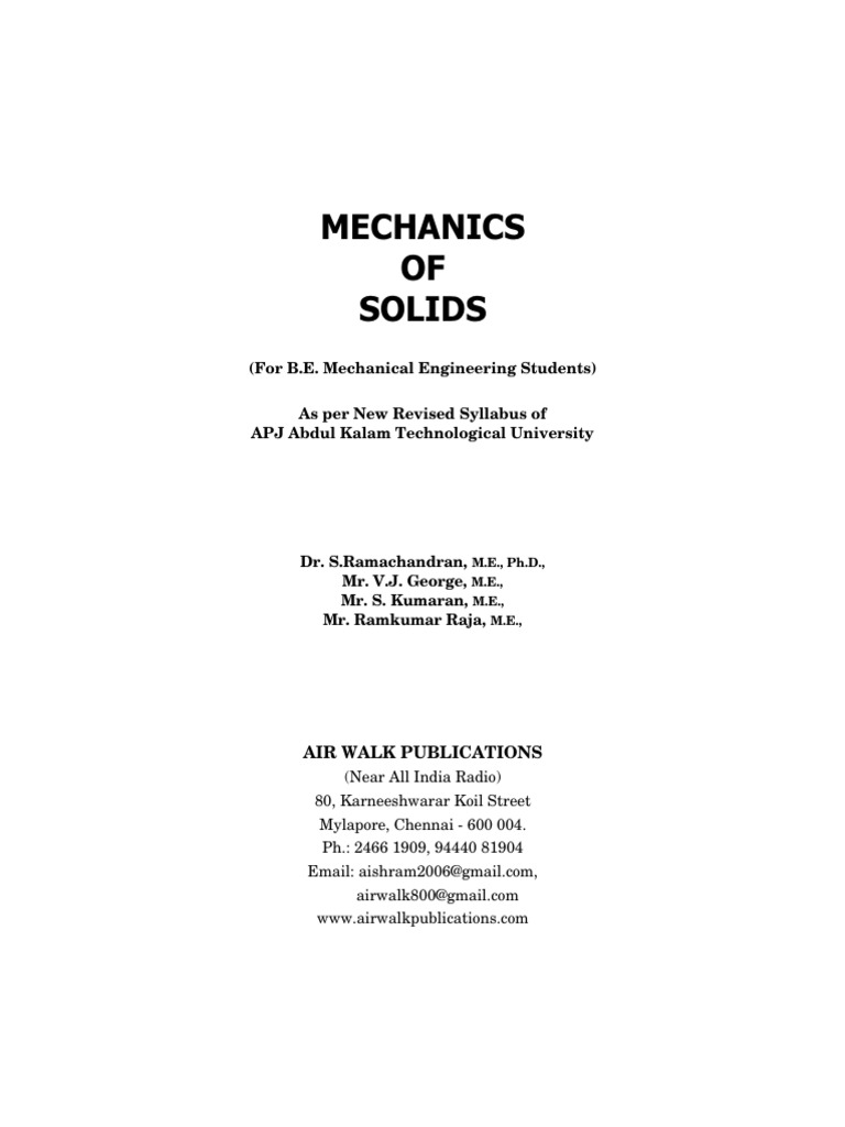 (06707) - Mechanics of Solids (Strength of Materials) - S. Ramachandran, v. J. George, S ...