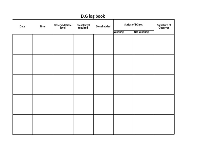 D G Log Book Pdf