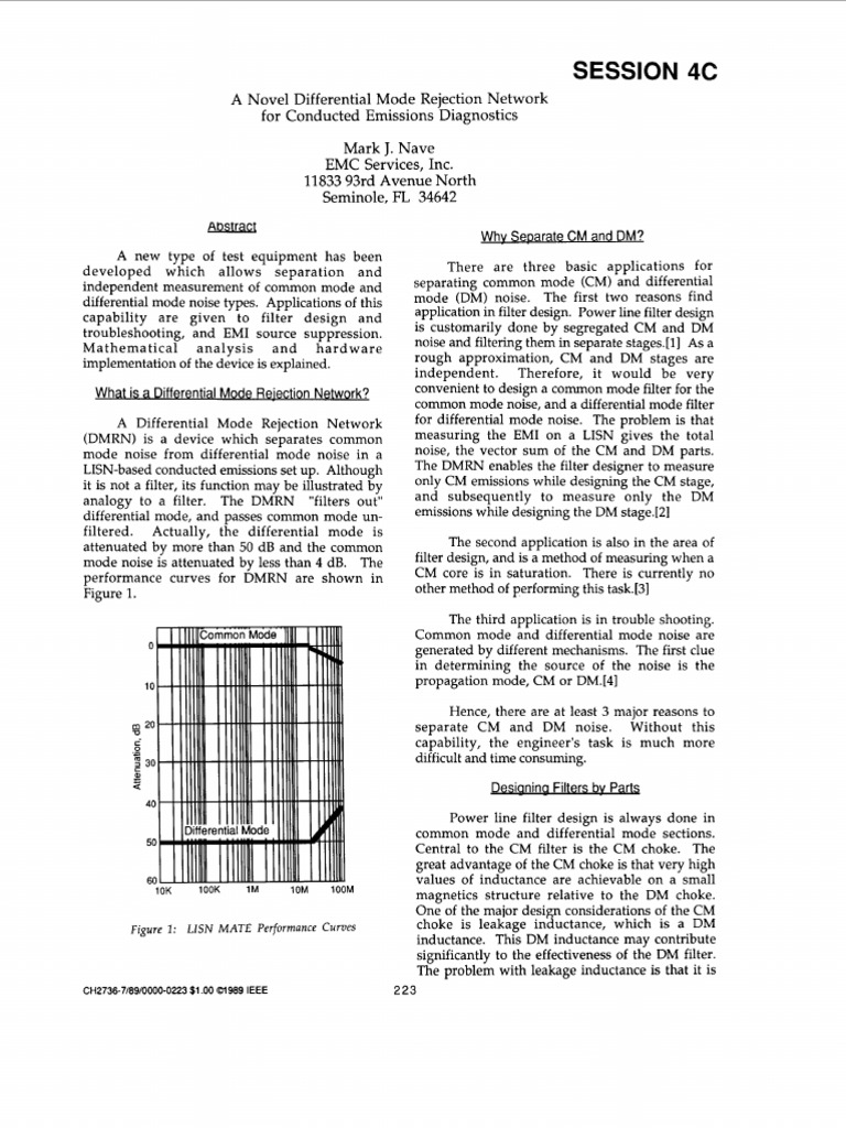 A Novel Differential Mode Rejection Network For Conducted Emissions ...