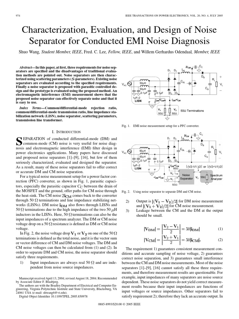 Noise Separator Design for EMI Diagnosis | PDF | Transmission Line ...
