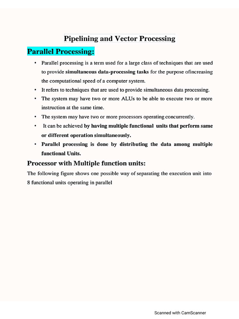 Unit - V Part-I Pipelining and Vector Processing | PDF