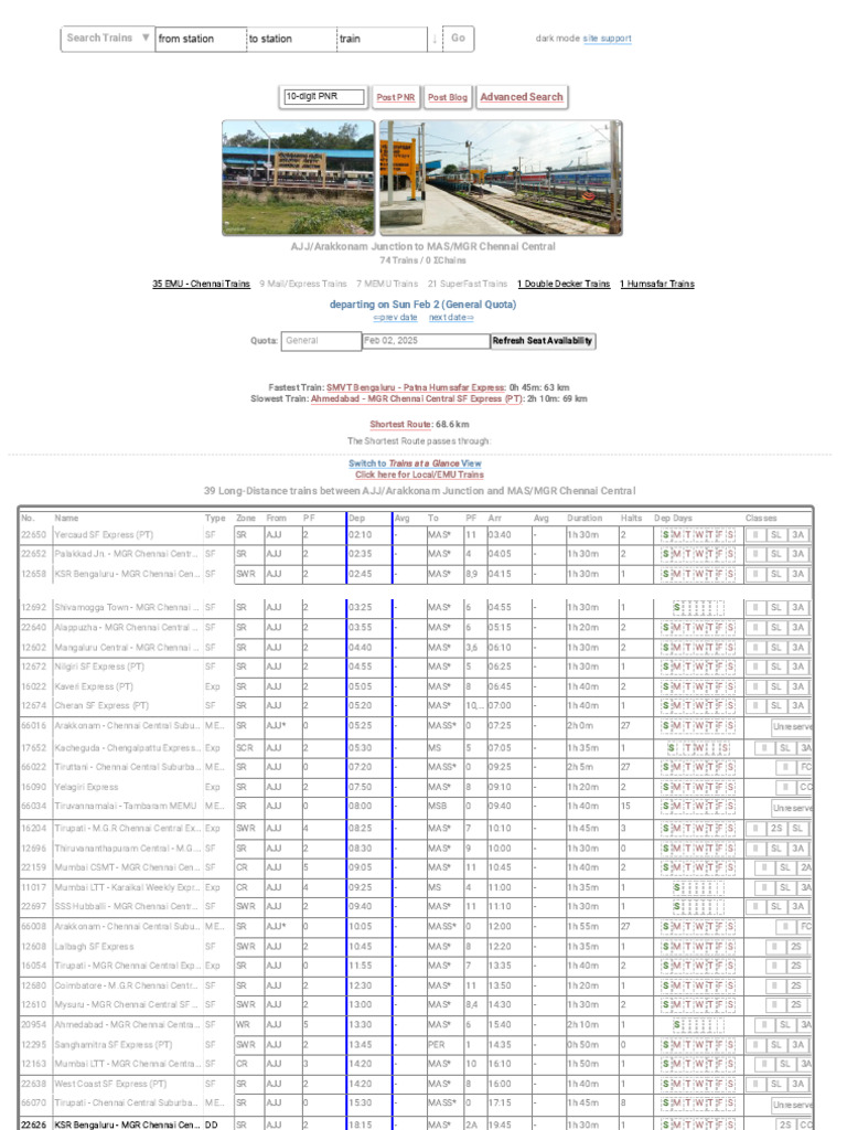 Arakkonam To MGR Chennai TRAIN | PDF | Rail Transport | Passenger Rail Transport