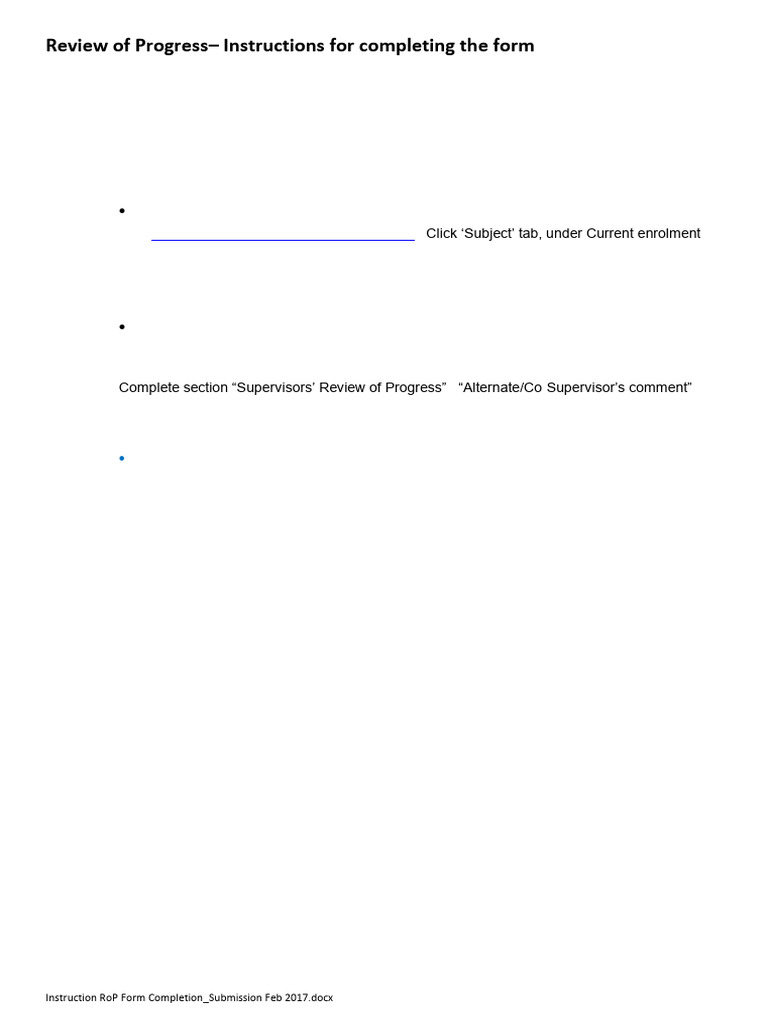 Instruction RoP Form Completion - Submission A2018 | PDF
