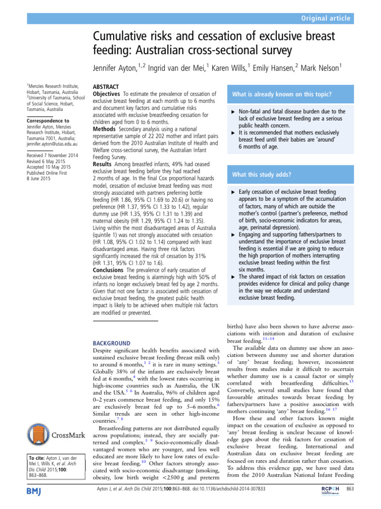 Cessation of Exclusive Breastfeeding Risks | PDF | Breastfeeding ...