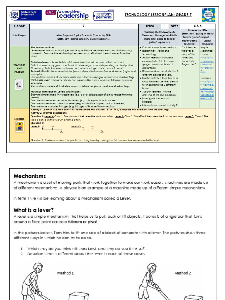 Grade 7: Understanding Levers | PDF | Lever | Behavior Modification