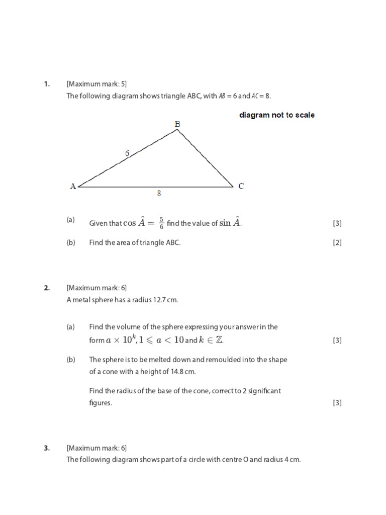 Trigonometry and Geometry Exam | PDF | Trigonometry | Sphere