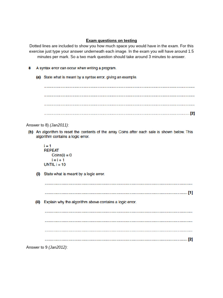 Exam Questions Testing | PDF