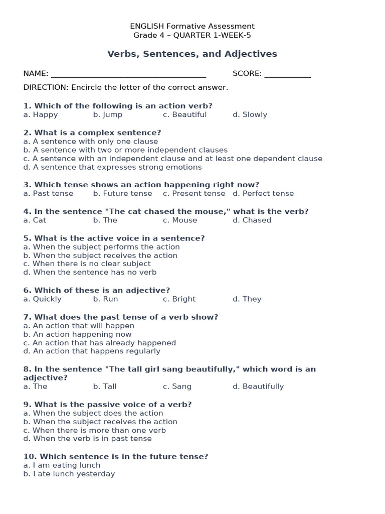 ENGLISH Formative Assessment 5 | PDF