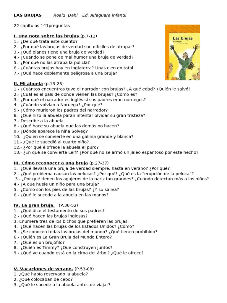 LAS BRUJAS Roald DahlEd PREGUNTAS | PDF