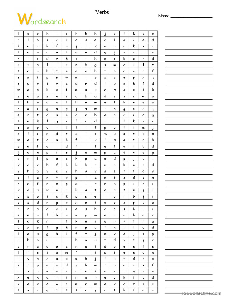 Action Verb Word Search | PDF | Linguistics | Word Puzzles