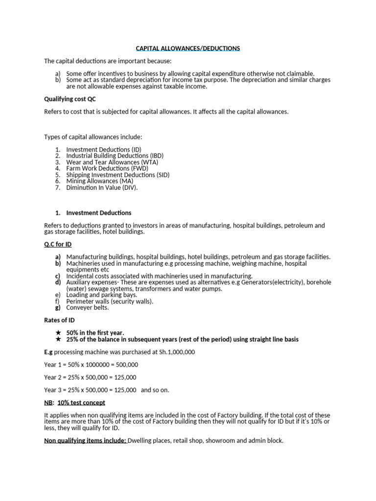 Capital Allowances | PDF | Tax Deduction | Expense